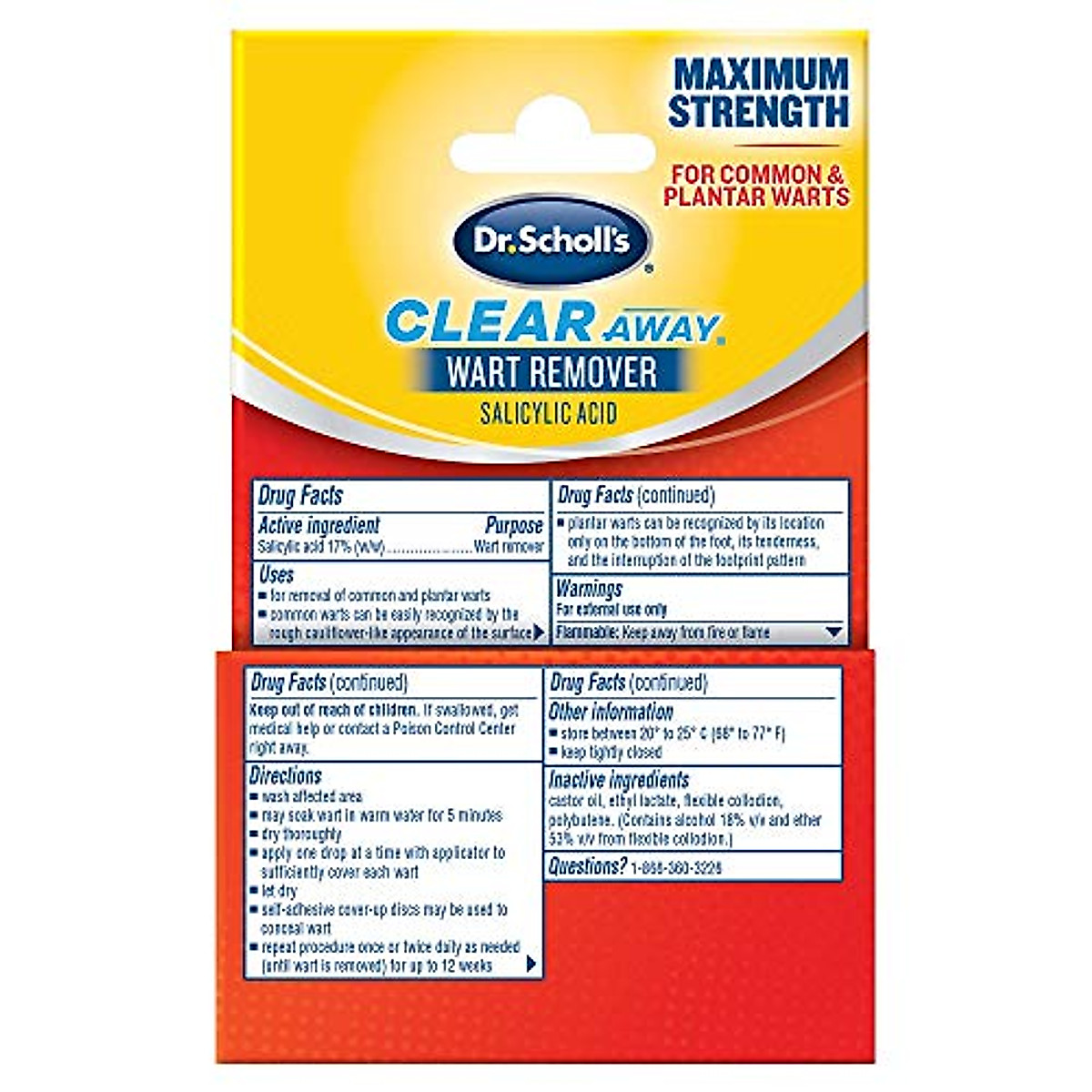Dr. Scholl's Liquid Wart Remover (.33 oz) with 20 Cover Up Discs, Safe for Children and Kids 4+, Salicylic Acid for Plantar Wart Removal
