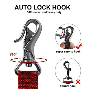 TwoEar 5FT 1IN Strong Red Dog Leash with 2 Padded Handles, Traffic Handle Extra Control, Comfortable Soft Dual Handle, Auto Lock Hook, Reflective Walking Lead for Small Medium and Large Dogs