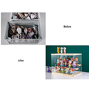 Display case for Action Figures with 3 Steps,Doll Display case with Door for Figure Collectibles,Funko Pop Figures,Any Toys and Mini Figures,Acrylic Perfume Stand(12.9" W x 6.8" D x 9.5" H)