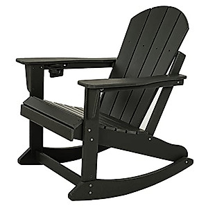 Adirondack Rocking Chair Outdoor Patio Rocker Adirondack Chairs HDPE Plastic Weather Resistant Lawn Chair for Porch Balcony Garden Beach Backyard Black