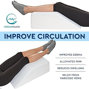 Leg Elevation Wedge Pillow for Sleeping, After Surgery | Memory Foam | Relieves Foot and Ankle Injury, Legs, Hip, and Knee Pain, Improves Blood Circulation, 8 Inch