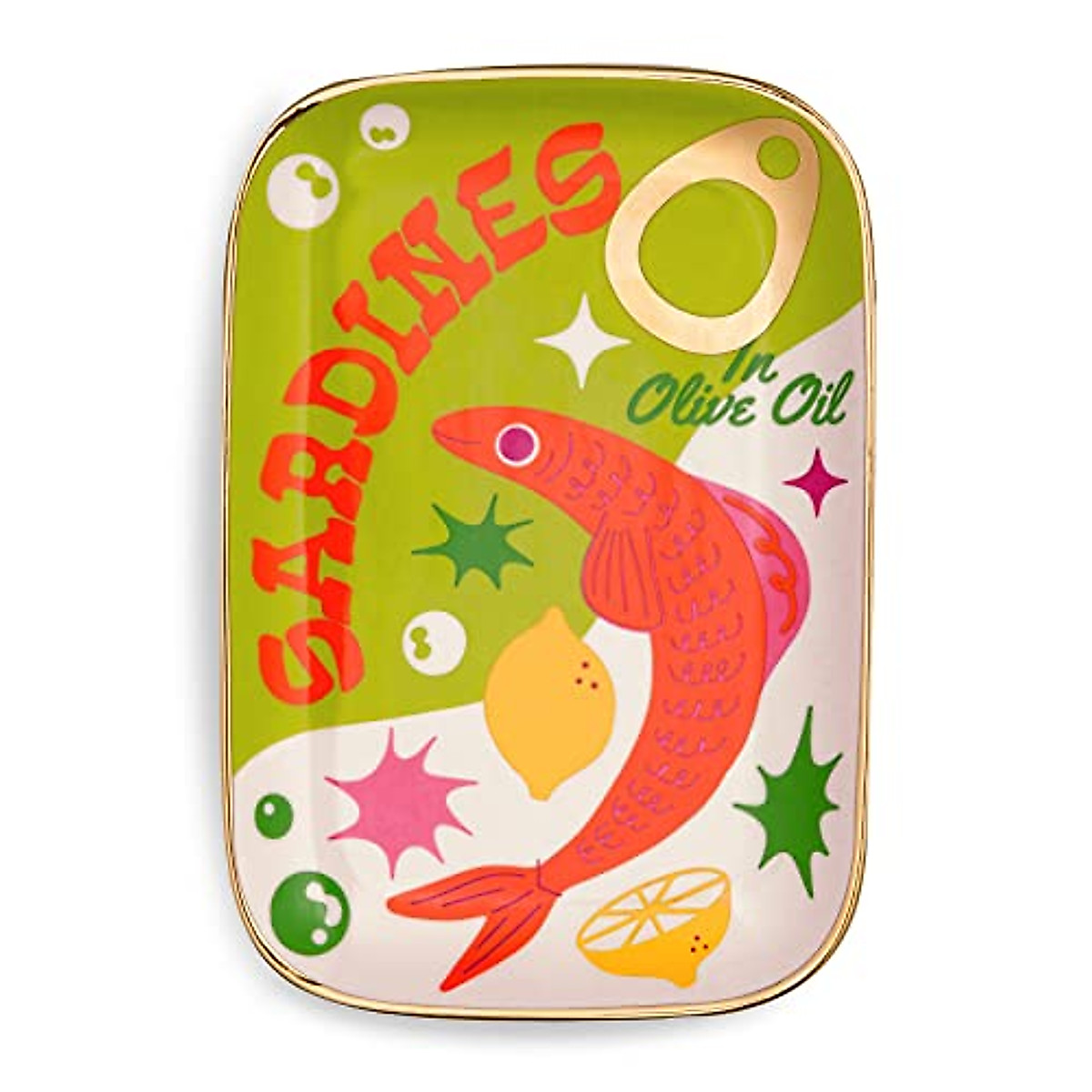 ban.do Novelty Trinket Tray, Ceramic Jewelry Dish, Small Decorative Tray for Keys or Decor, Cute Catchall Tray, Sardines