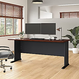 Bush Business Furniture Series A 72W Desk in Hansen Cherry and Galaxy