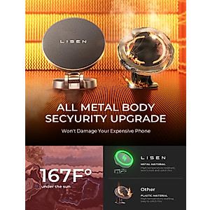 LISEN Magnetic Car Phone Holder for 6 Strong Magnets, 360 Rotatable, Fits 4.7-7.0in Phones, Universal Compatibility