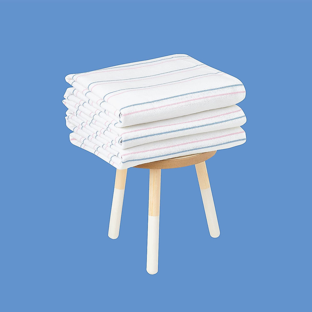 Medline Candystripe Stripe Baby Blanket, Classic Design, 100% Cotton, Soft, Cuddly, Swaddling, 36" x 36", 3 Count