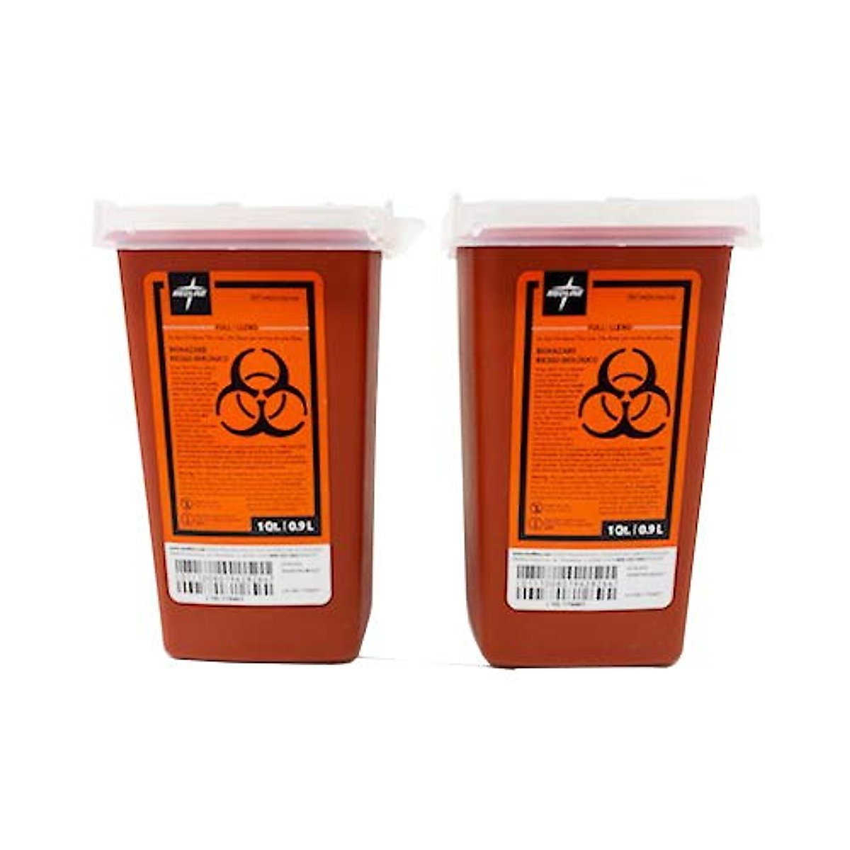 Medline Portable Sharps Container with Lid, Red, 1 Qt (2 Pack)