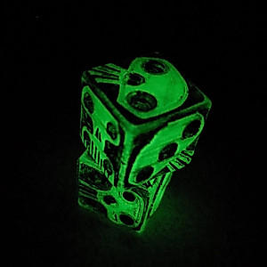 Oogie Boogie's Dice Glow in The Dark Skull Dice Set of 2 with Dice Bag Perfect for Halloween, The Nightmare Before Christmas
