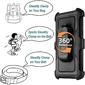 HONTECH for T-Mobile Revvl 6 Pro 5G Case,Holster Phone Case with Built-in Screen Protector Swivel Belt Clip Heavy Duty Full Body Protection Shockproof Kickstand Cover for Outdoor Sports