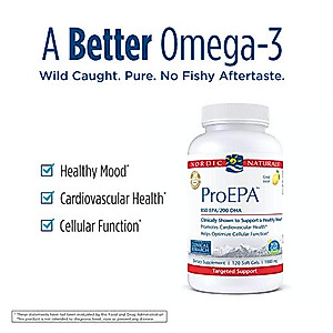 Nordic Naturals ProEPA, Lemon - 120 Soft Gels - 1210 mg Omega-3 - High-Intensity EPA Formula for Healthy Mood, Heart Health & Cellular Function - Non-GMO - 60 Servings