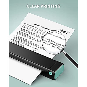 Portable Thermal Printer Wireless Travel - Bluetooth Printer for Phone, Small Mobile Printer for Laptop, Compact Inkless Printer for Vehicle Home Use School Office, Support 8.5" X 11" Letter Paper