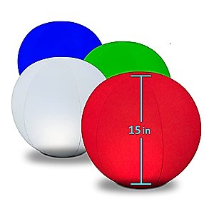 POP Design 2-PK 15" Floating Pool Lights, 4 Color Settings, Solar LED Balls, Inflatable, Waterproof, Floatable, Hangable, Night Mood Lights-Sphere Decorations-Pools-Backyard-Lawn-Parties-Events