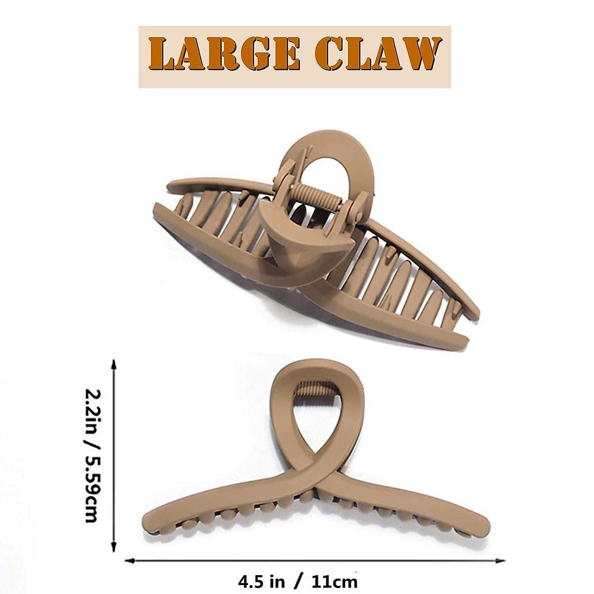 SEVEN LUCKY LIGHT Medium Hair Clips,7 Pcs Simple Design Butterfly Hair Clips 4.5" Claw Clips for Thick Hair,Basic Style Neutral Hair Clips for Women