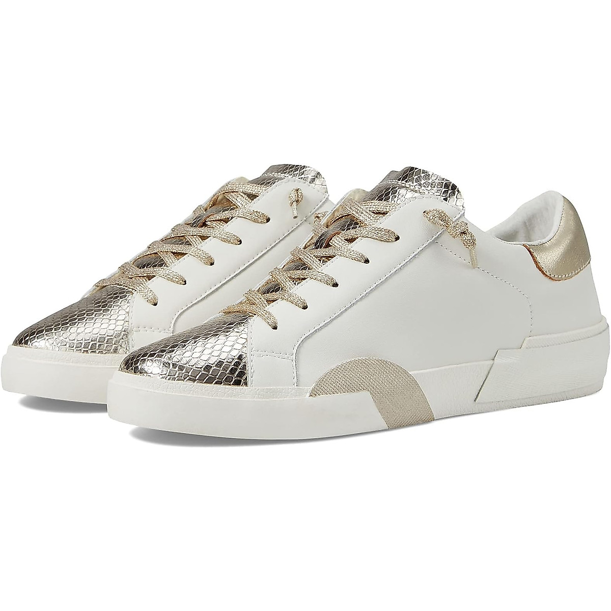 Dolce Vita Women's Zina Sneaker, White/Gold Leather, 8