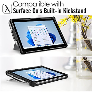 MoKo Case Fit Microsoft Surface Go 4 /Surface Go 3 / Surface Go 2 / Surface Go Case, All-in-One Protective Cover Case with Pen Holder Hand Strap, Compatible with Type Cover Keyboard, Black