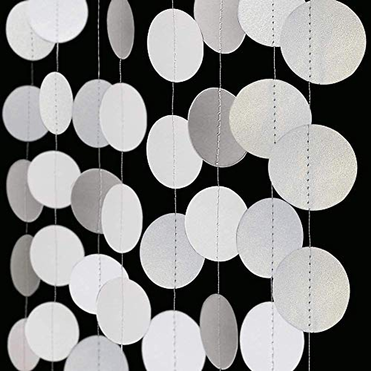 Cheerland Pearl White Circle Dots Garland for Wedding Party Decorations Winter Wonderland Hanging Circle Streamers Dot Backdrop Backdrop Banner Decor for Bday Birthday Baby Shower Bachelorette