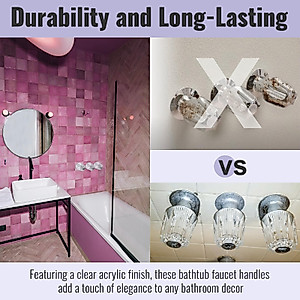 hansengroe Shower Knobs 3 Piece Replacement for Price Pfister Bathtub Faucet Handles, 12 Point Broach, Clear Acrylic Shower Handles Hot and Cold Replacement Kit Include Diverter