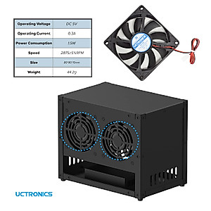 UCTRONICS Upgraded Complete Enclosure for Raspberry Pi Cluster, Compatible with Pi 5, 4B, 3B+/3B, and Other B Models, House Up to 4×2.5" SSD, Support PoE/PoE+ HAT and Switch, 2 Cooling Fans