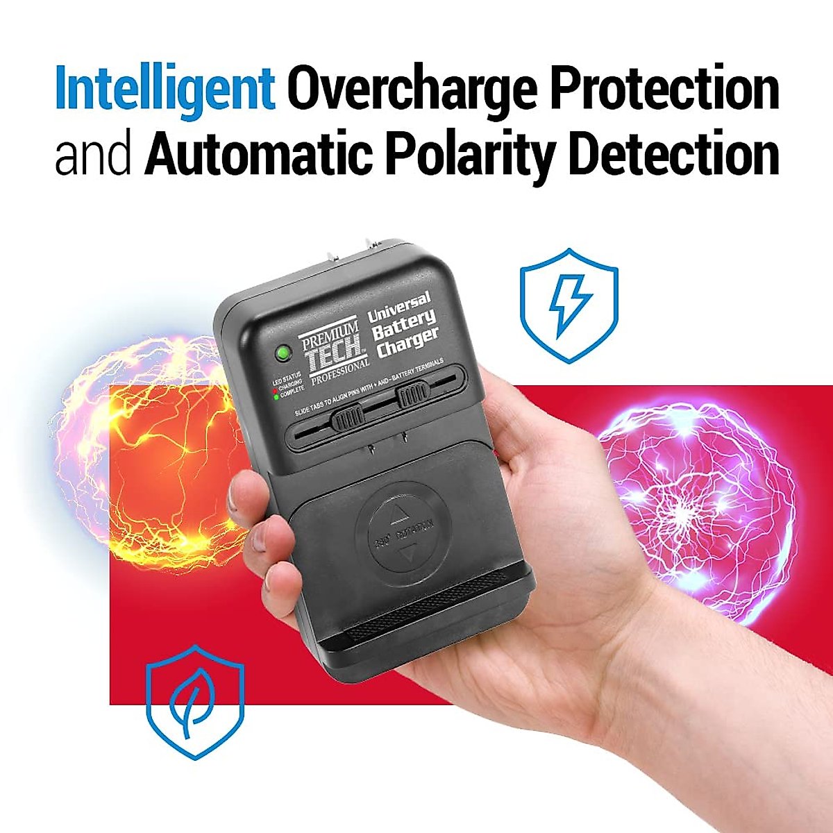 Vidpro PT-UNV Universal Li-Ion Battery Charger - Adjustable Programmable Travel Friendly Charger with Overcharge Protection and Automatic Polarity Detection Compatible with Most Battery Types
