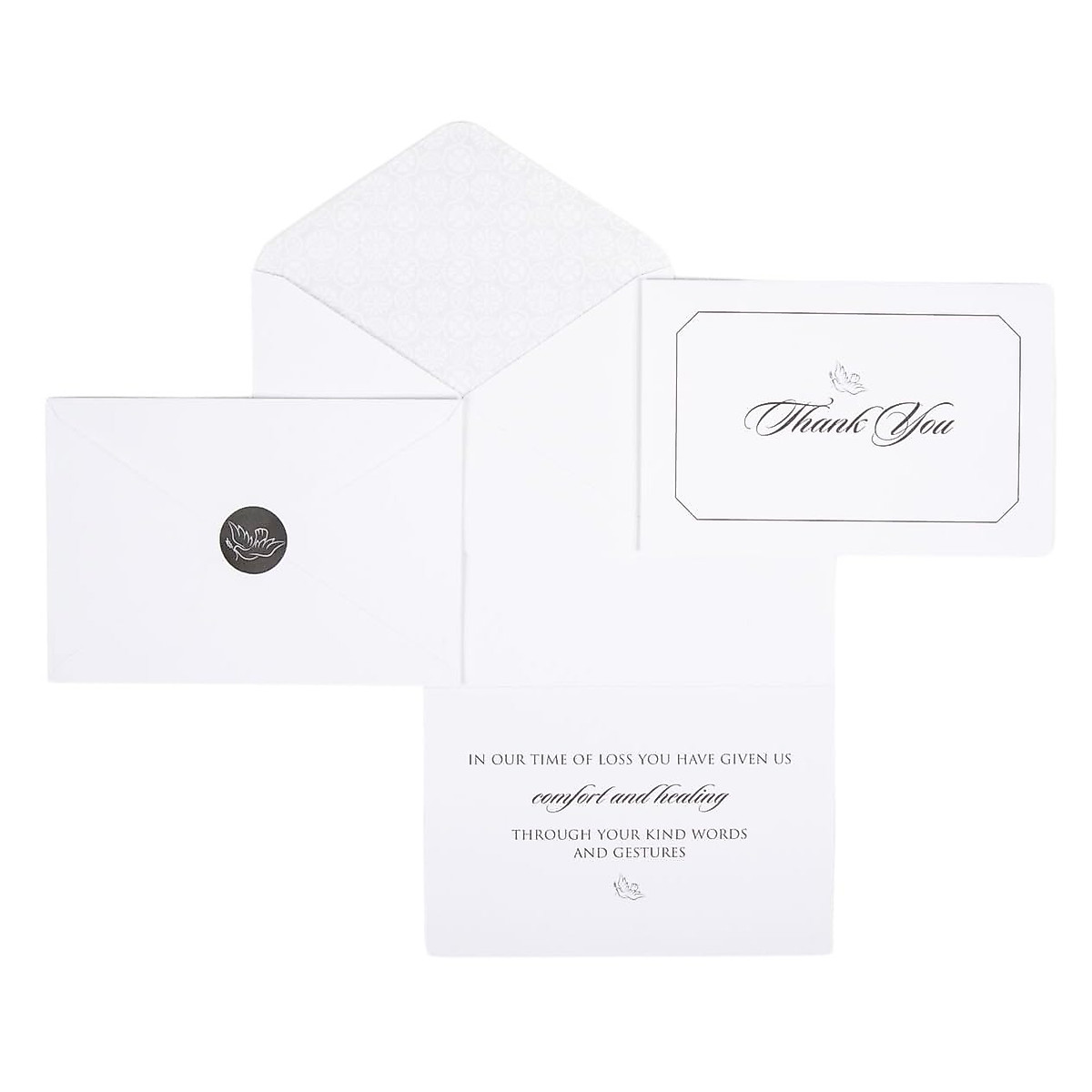 Funeral Thank You Cards with Envelopes | Sympathy Cards with Meaningful Message | Set of 25 with Decorative Envelopes and Stickers for Envelope Closure