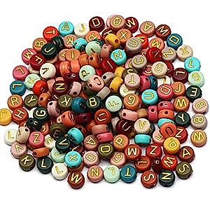 ToBeIT 1000pcs Letter Beads Acrylic Bead Alphabet Letter "A-Z" Round Beads for Jewelry Making, Bracelets, Necklaces, Key Chains(Gold)