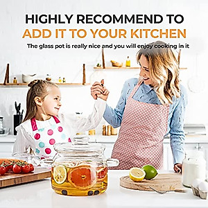 3-Quart Glass Stock Pot,Glass Pitcher，Stockpot, Stew Pot, Simmering Pot, Soup Pot with Lid, Dishwasher Safe