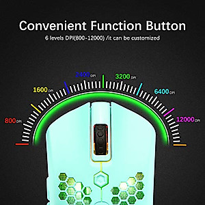 ZIYOU LANG Mechanical Gaming Keyboard and Mouse Combo Blue LED Backlit Keyboard,12000 DPI RGB Lightweight Gaming Mouse with Honeycomb Shell,Large Mouse Pad for Windows Gaming PC(Macaron Green)