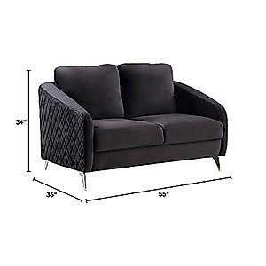 Lilola Home Sofia Black Velvet Modern Chic Loveseat Couch