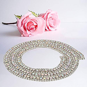 Ribbon, Easily Bends Mesh Rhinestone, Themed Parties Napkins Ornament Candle Holders for Wedding Cake Stands Birthday Party (Silver AB)