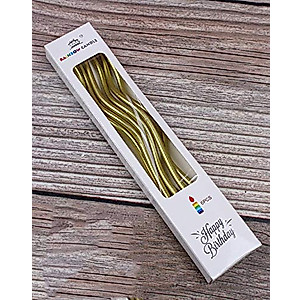 Twisty Birthday Candles Set,Metallic Colorful Curly Coil Candles,Creative Fun Long Thin Wedding Birthday Candles Set,Party Supplies,Cake Decoration,6 Pack (Gold)
