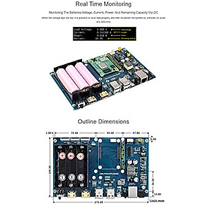 Waveshare PoE UPS Uninterruptible Power Supply Base Board for Raspberry Pi Compute Module 4 with Gigabit Ethernet/Dual HDMI/Quad USB2.0 etc.Interfaces