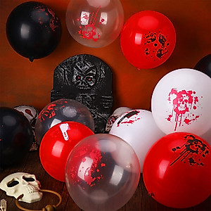 80 Pcs Halloween Balloons 12 Inch Blood Splatter Horror Movie Balloons Halloween Birthday Party Decorations Horror Themed Bloody Latex Balloons for Scary Halloween Supplies Decor, 4 Styles