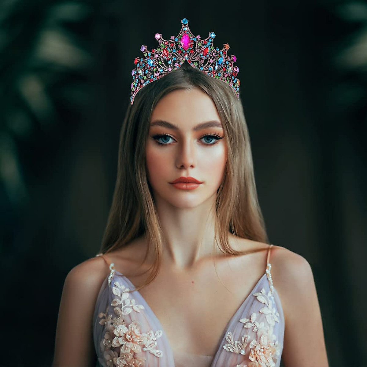 Kamirola Baroque Queen Crown,Rhinestone Wedding Bridal Crown and Tiaras Crystal Headband For Birthday Prom Pageant Party halloween… TR09 (Purple 13)