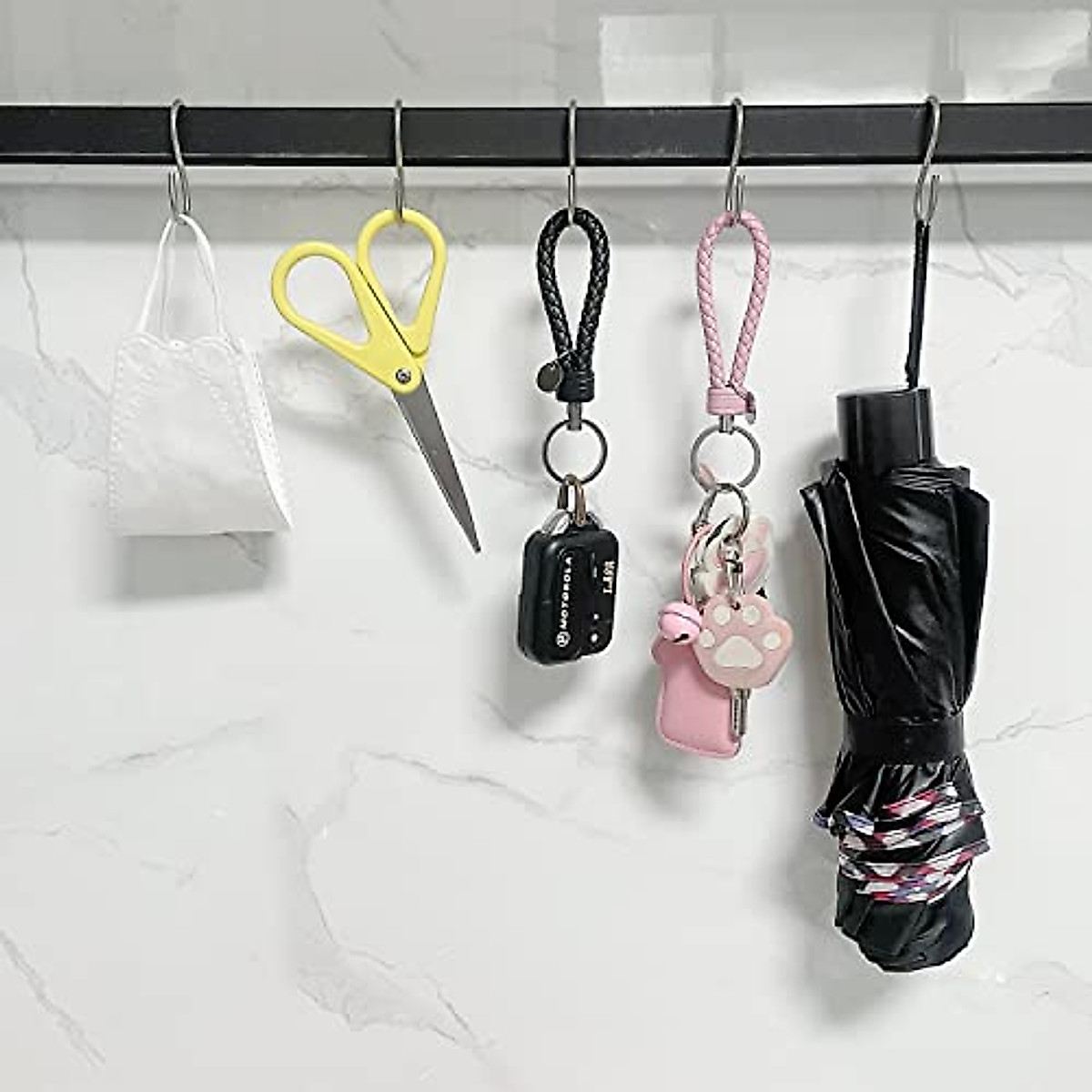 Annaklin Small S Hooks 24 Pack 2-3/16", Stainless Steel S Hooks for Hanging Pan Pot Utensils Plants Bags Towels, Heavy Duty S Shaped Hooks, Silver