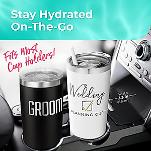 SassyCups Wedding Planning Cup | Vacuum Insulated Stainless Steel Tumbler for Bride to Be | Engagement | Newly Engaged Travel Mug for Future Mrs | Wedding Shower (22 Ounce, White)