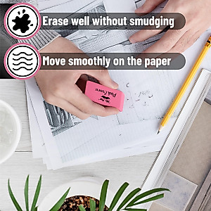 Mr. Pen Pink Pencil Erasers, Large, Pack of 12