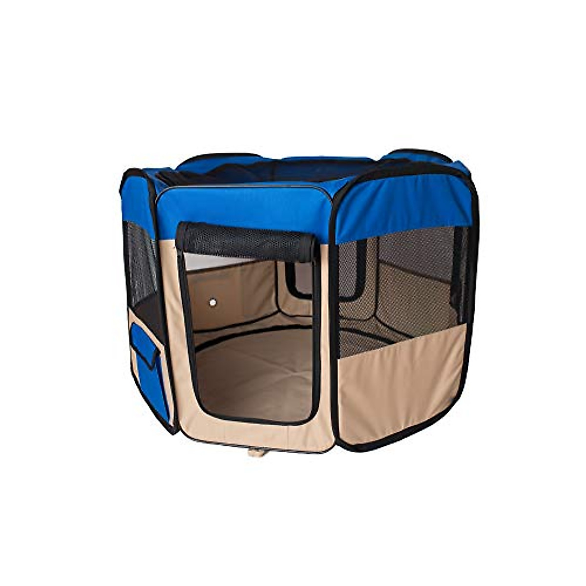 Armarkat Model PP001B-M Portable Pet Playpen in Blue and Beige Combo, Medium