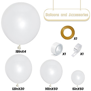 HYKJNBW 137Pcs Pearl White Balloon Garland Kit, Latex Party Balloons Arch for Birthday Baby Shower Wedding Engagement Anniversary Christmas Party Decorations