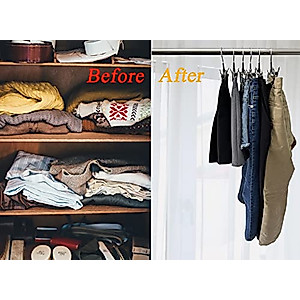 TSAZEN Skirt Hangers, 10 Pack Pant Hanger with Adjustable Metal Trouser Clips, Space Saving Clothes Hangers for Pant, Trousers, Skirts, Jeans