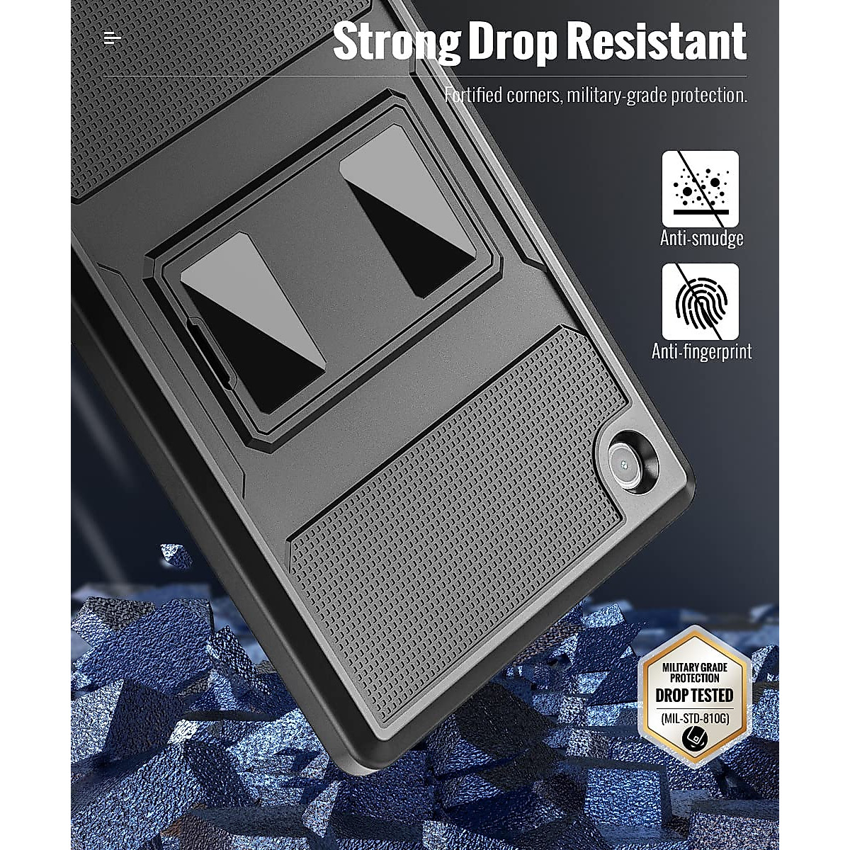 MoKo Case Fits Samsung Galaxy Tab A8 10.5 Inch 2022 (SM-X200/SM-X205/SM-X207), Shockproof Full Body Rugged Stand Back Cover Built-in Screen Protector Fit Galaxy Tab A8 10.5" 2022 Tablet, Black