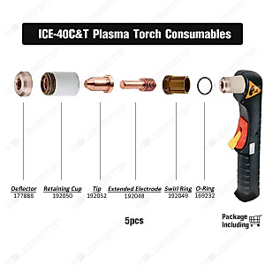 192048 Plasma Cutting Electrode XL Fit Miller ICE 40T ICE-50C ICE 55C/55CM Torch 5 Pieces
