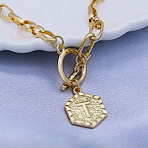 JA.S.JR 18K Gold Plated Initial Necklace Gold Necklaces for Women Letter Necklace