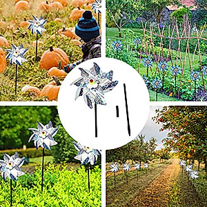 Happyyami 2 Sets Reflective Pinwheels Birds Deterrent Bird Repellent Devices with Bird Repellent Pinwheels Effective Reflection Silver Spinner for Yard Patio Garden Farm (Silver)
