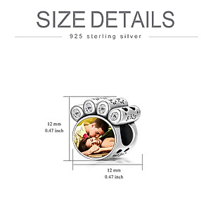 LONAGO Personalized Photo Charm for Bracelet Customized Picture Heart Paw Bead Charm Gift for Women (paw print)