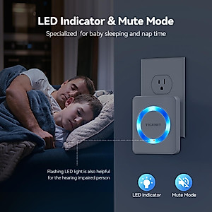 TECKNET Wireless Doorbell for Home, IP65 Waterproof Door Bell 1,300ft Range 110dB Plug in Doorbell Kit for Classroom Doorbell Battery Powered with 38 Chimes & 5 Volume Levels, LED Flashing (White)