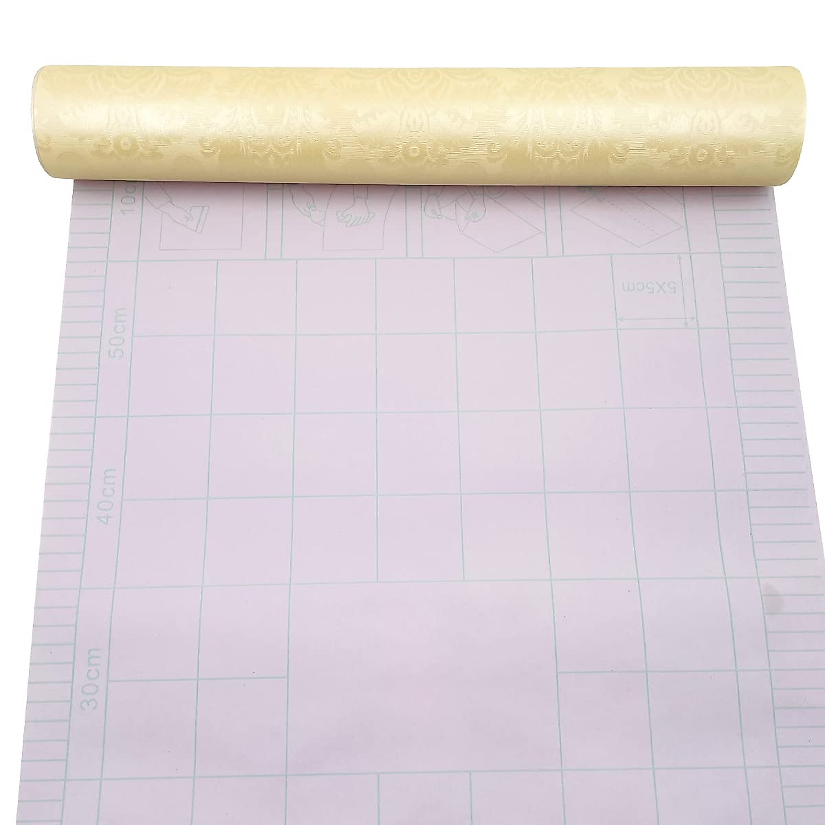 SimpleLife4U Peel & Stick Shelf Liner Waterproof Drawer Paper 17.7 Inch by 9.8 Feet, Beige Damask