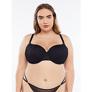 Savage X Fenty, Women's, Gathered Mesh Balconette Bra, Caviar, 38DD