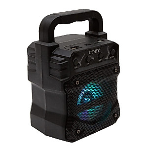 Coby Portable Bluetooth Speaker | Wireless PA System with FM Radio | Microphone Input | Karaoke Machine with Lights | Perfect for Kids Adults Outdoors
