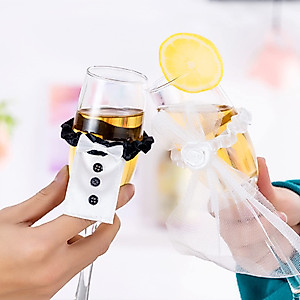 auwiyd 2 PCS Valentine's Day Bride Groom Wine Cups Champagne Glasses Ornaments Marriage Bride Groom Cup Decoration for Valentine's Day Party Wedding Table Décor