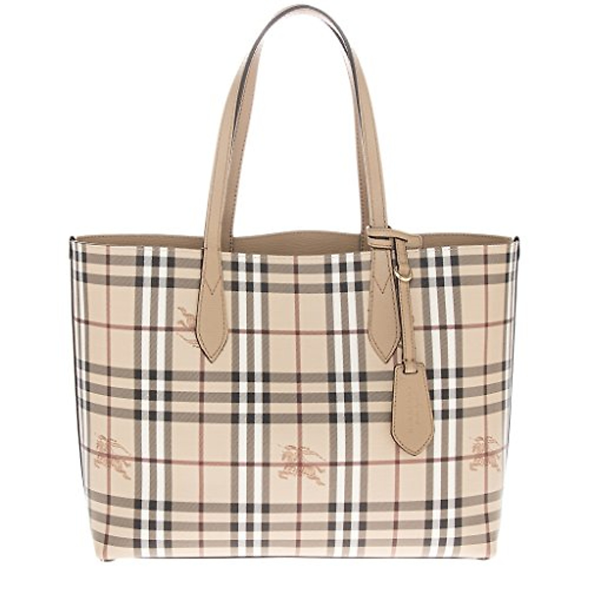 Burberry Women's Medium Reversible Handbag in Haymarket Check Camel