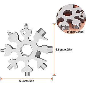 Yiflin 18-in-1 Snowflake Multitool, Stainless Steel Snowflake Tool Snowflake Bottle Opener/Flat Phillips Screwdriver Kit/Wrench, Durable and Portable to Take, Great Christmas Gift with Gift Box